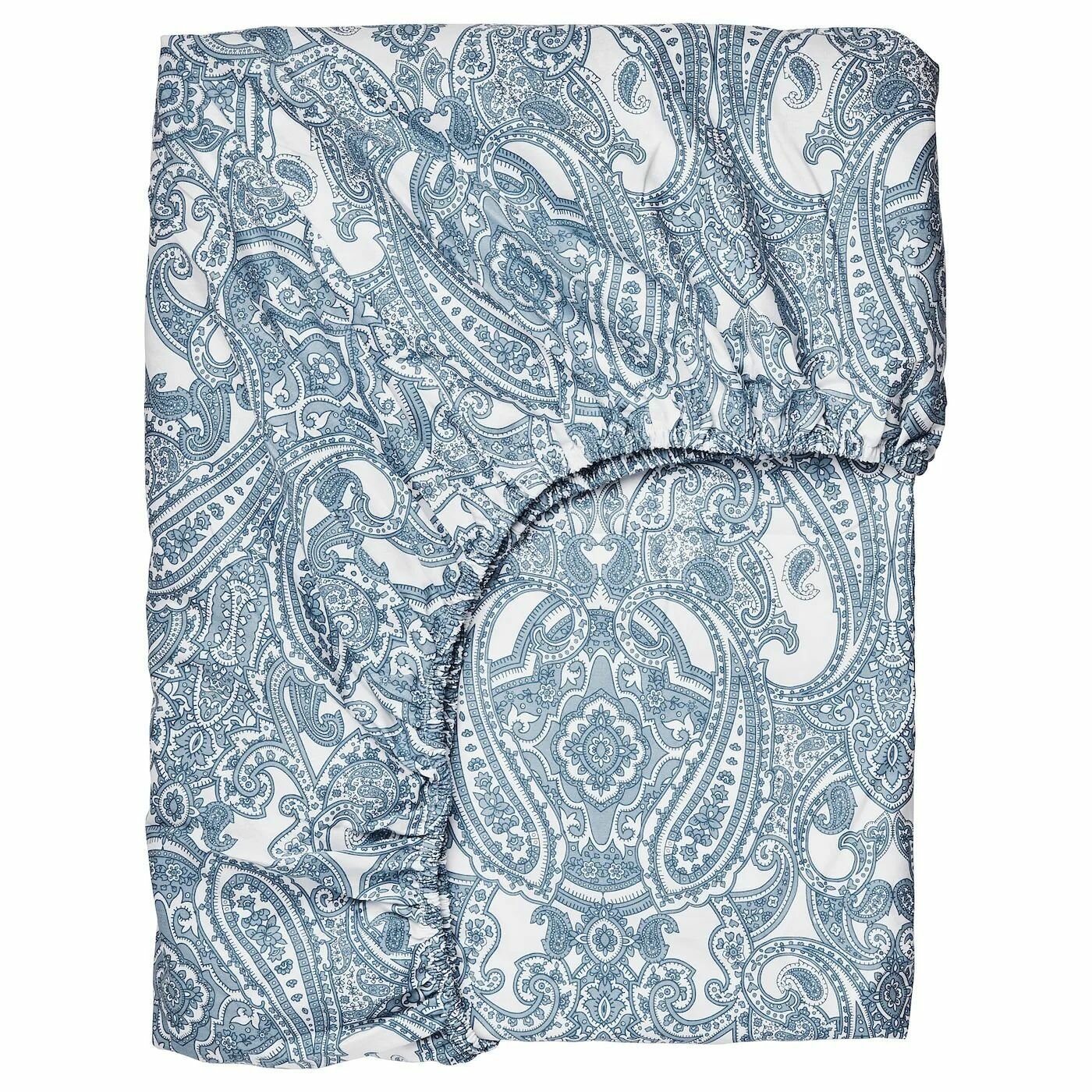 JATTEVALLMO Простынь на резинке 140x200 см икеа, белый/синий (70436602)