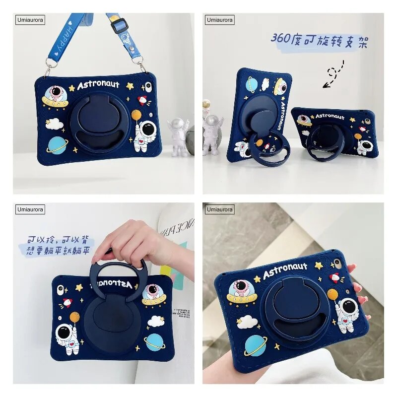 Чехол для планшета Umiaurora детский силиконовый S9 FE Plus 12.4 inch, 360 Astronaut