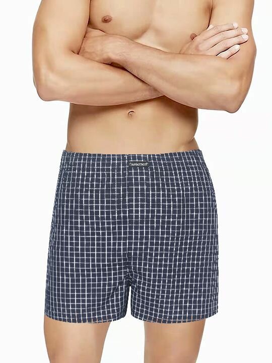 Темно-синие клетчатые трусы-боксеры, Gentlemen, синяя шотландка, XXL