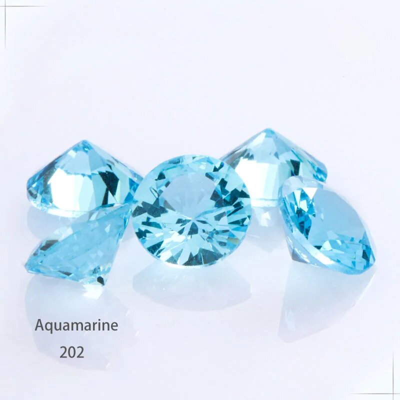 Циркон круглый 4-10 мм, PIPATIAN, для рукоделия Бирюзовый, 6mm 50pcs, Aquamarine