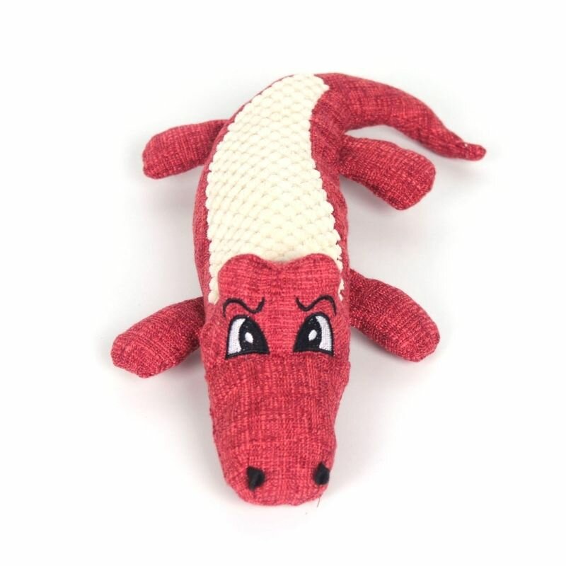 Крокодил, грызущий коренные зубы, чистящий домашнюю вокальную игрушку для домашних животных-красный