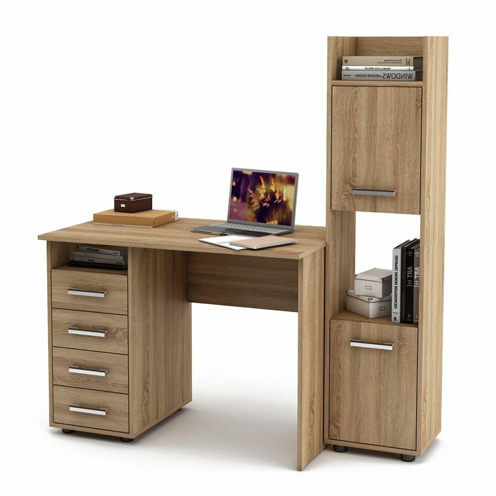 Стол письменный, компьютерный и стеллаж Остин (Ливерпуль) 4 дуб сонома