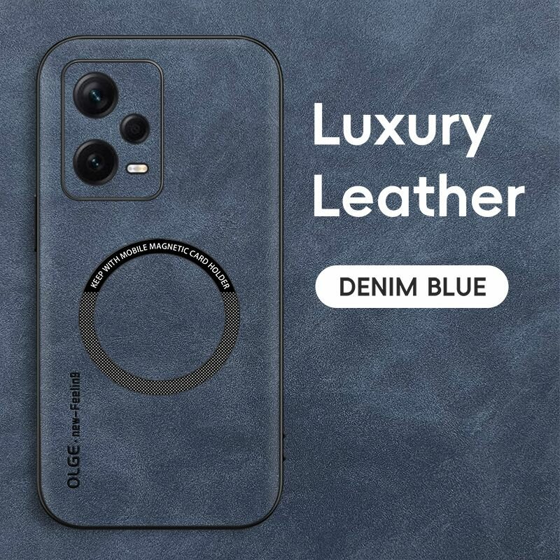 OLGE Роскошная кожа MagSafe чехол Для Xiaomi Redmi Note 12 Pro+ 5G/ Xiaomi Redmi Note 12 Pro Plus 5G/Сяоми Редми Ноут 12 Про Плюс 5G кожаный