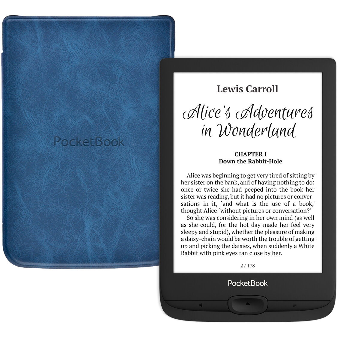 Электронная книга PocketBook 618 Basic Lux 4, 8 ГБ черный с обложкой Blue