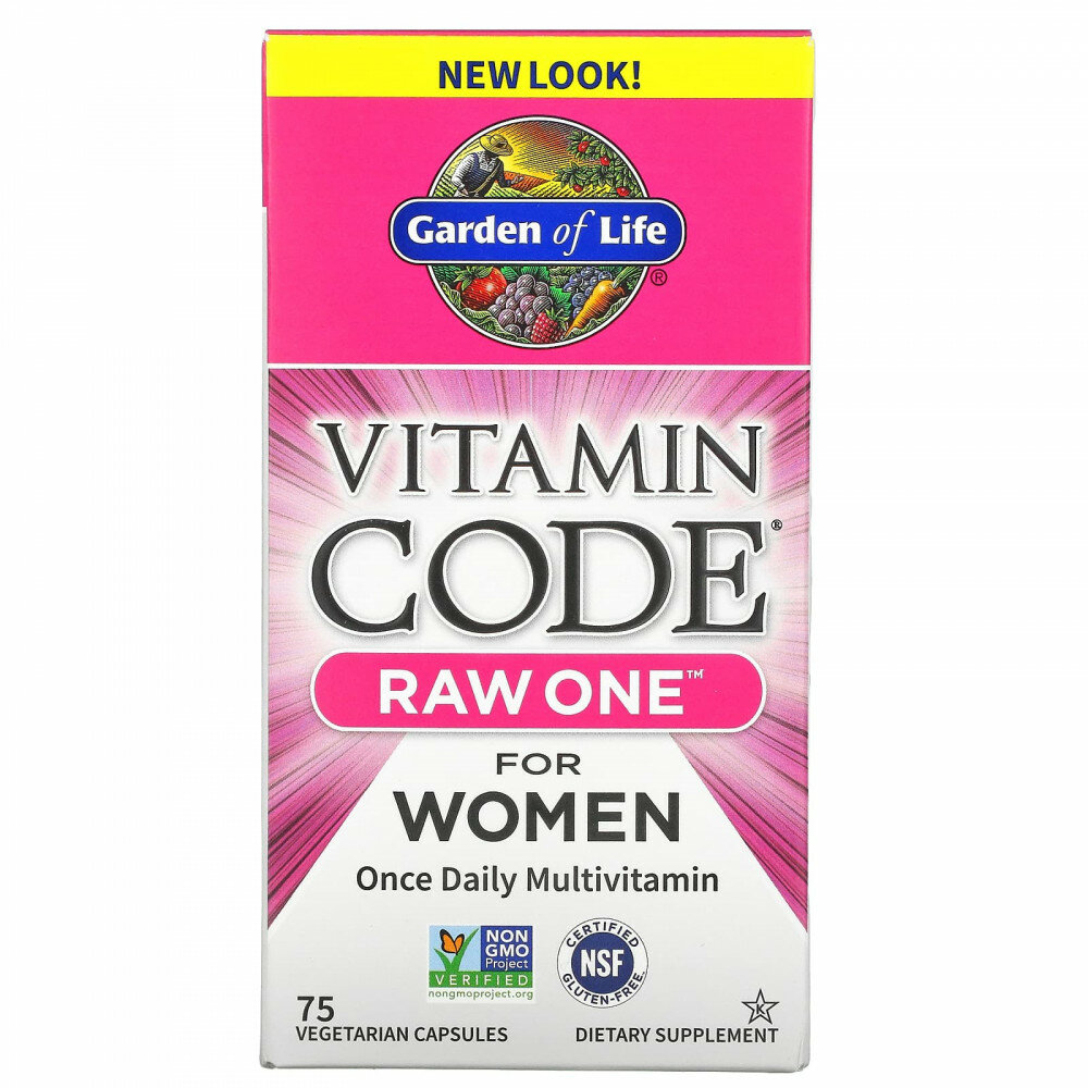 Garden of Life, Vitamin Code, RAW One, мультивитаминная добавка для женщин (для приема 1 раз в день), 75 вегетарианских капсул