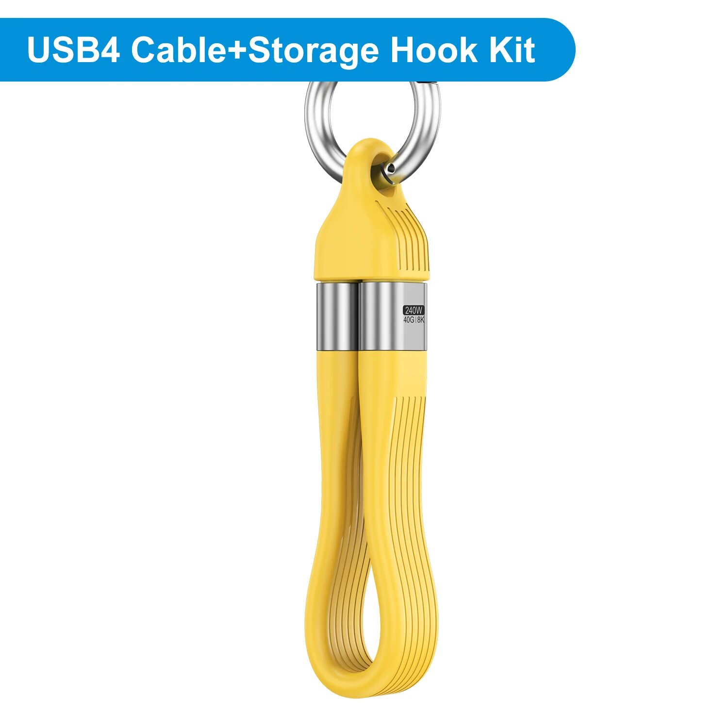 Желтый USB4 кабель USB C к USB C с крючком