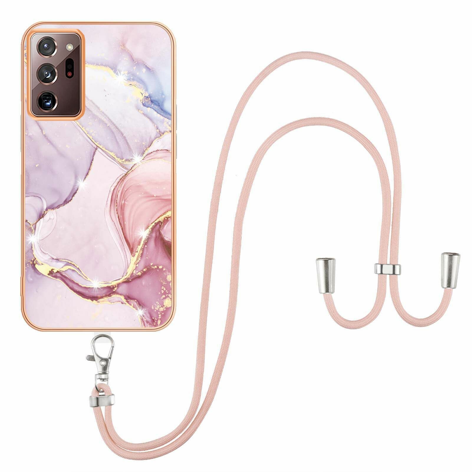 Чехол для Samsung Galaxy Note 20 Ultra (Самсунг Галакси Нот 20 ультра) простой защитный чехол с мраморной текстурой, градиентный чехол для телефона с плечевым ремнем, жесткий ПК