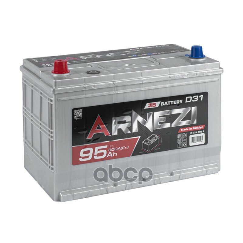Аккумулятор ARNEZI JIS SMF 95 А/ч прямой L+ 306x176x225 D31 EN 800 А ARNEZI арт. E1190951
