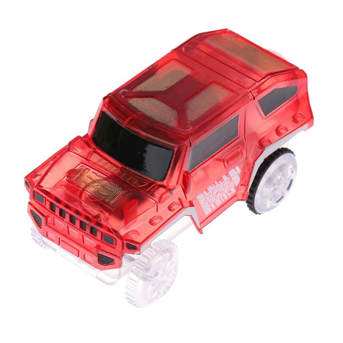 Электронная машинка игрушечная светодиодная подсветка машин для светящейся гоночной трассы мигающая детская железная дор