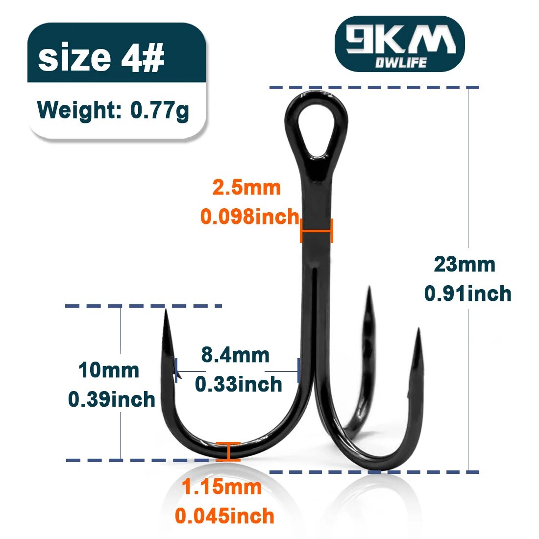 9KM Тройные крючки Size-4, 8.4mm Gap, 25 шт.