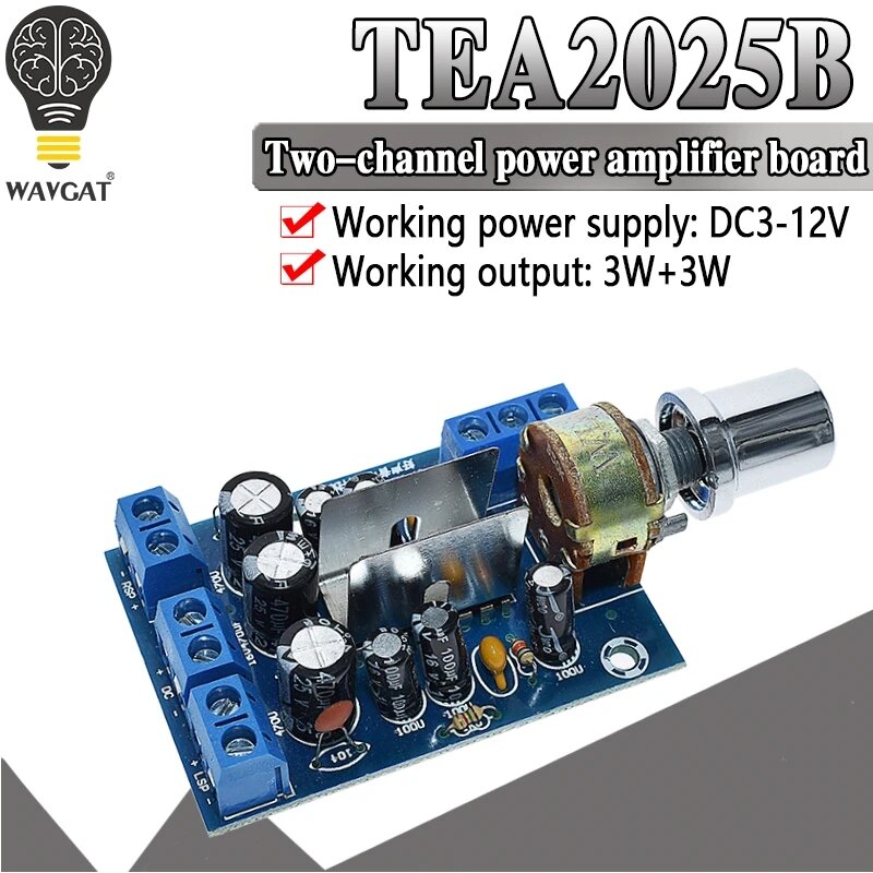 WAVGAT Мини-усилитель TEA2025B 3Вт+3Вт