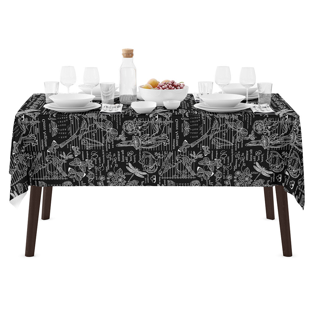 Скатерть Домашняя мода 200х145 см "Версаль черный", длина до 160 см, на 6-8 персон, хлопок "Комфорт" 171 г/м2 (С-200)
