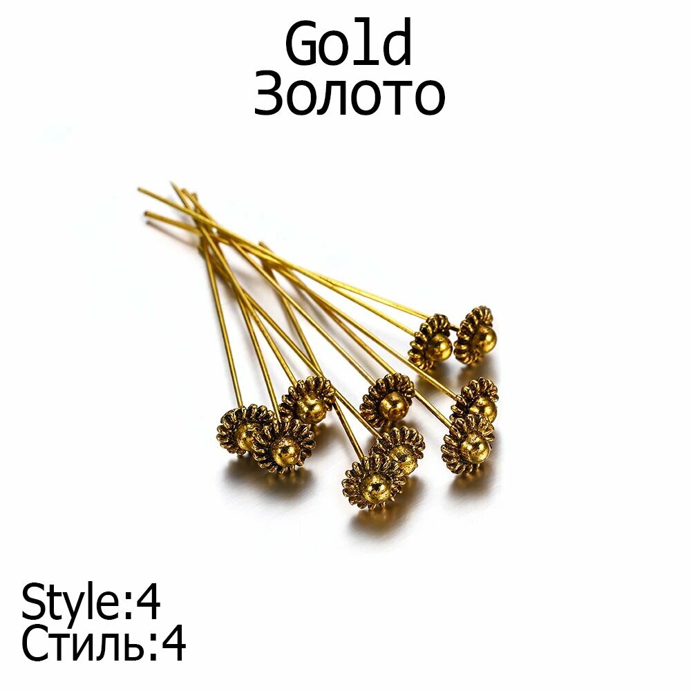 Серебряные булавки для бижутерии YouYoungDifferent 50 мм 20 шт 4-Gold