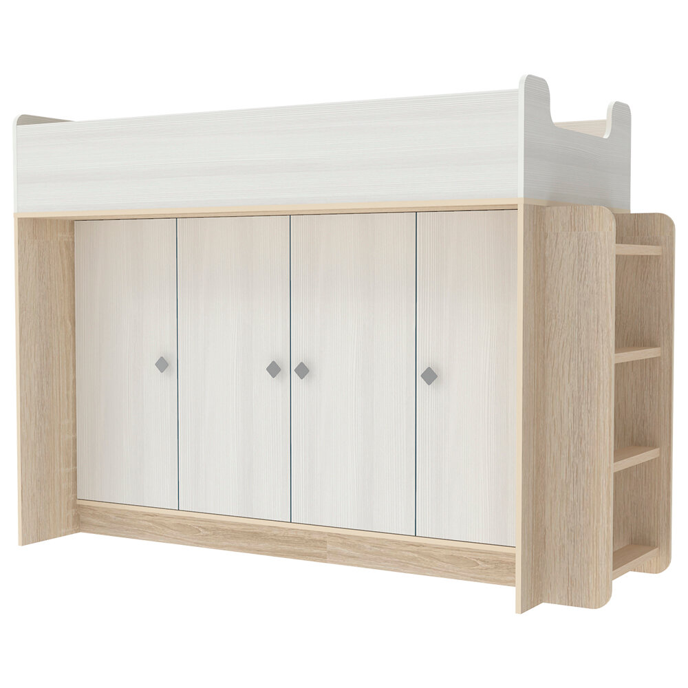 Кровать чердак Л-43.5.2 Дуб Сонома Белое Дерево