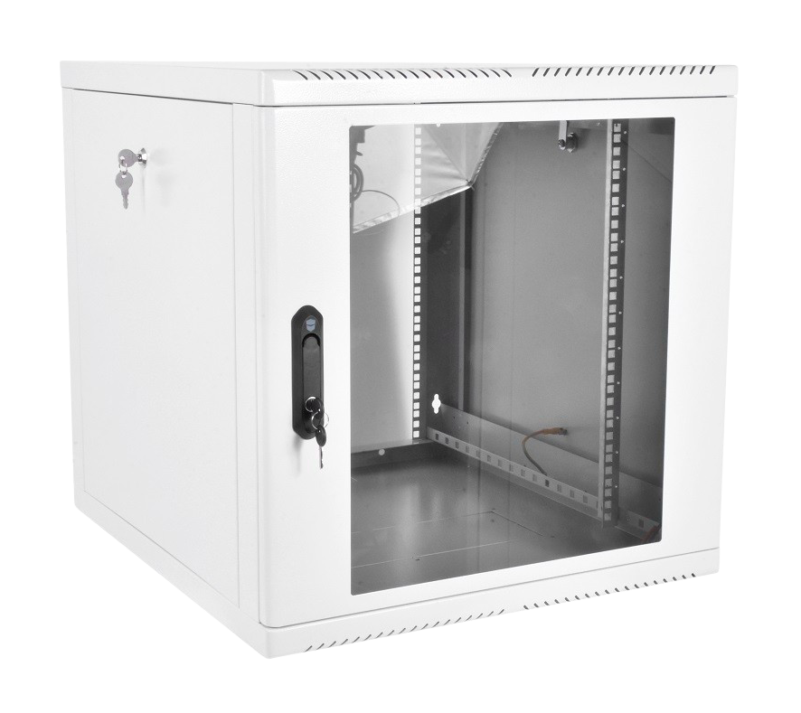Шкаф телекоммуникационный настенный ЦМО ШРН-М, 19", 9U, 480х600х530 мм (ВхШхГ), дверь: стекло, разборный, цвет: серый