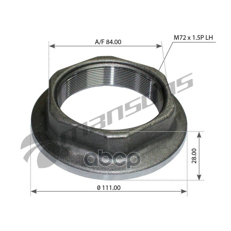 Гайка ступицы левая рез. M72x1.5х28х110 SW84 Mansons арт. 602007