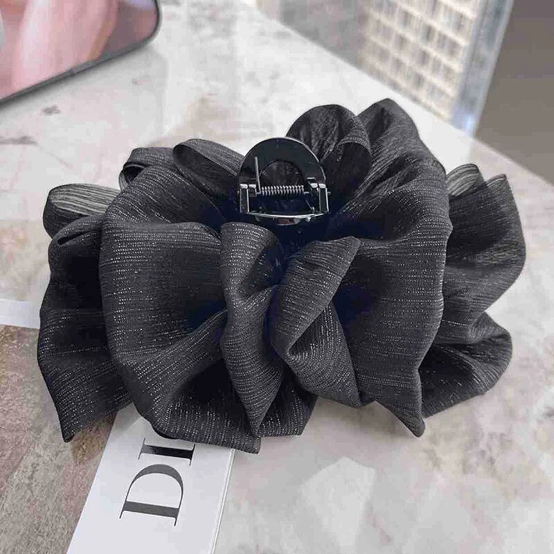 Милые сетчатые тюлевые заколки для волос с большим бантом для женщин и девочек, белый, черный бант, зажим для волос, заколка для хвоста, аксессуары для головного убора