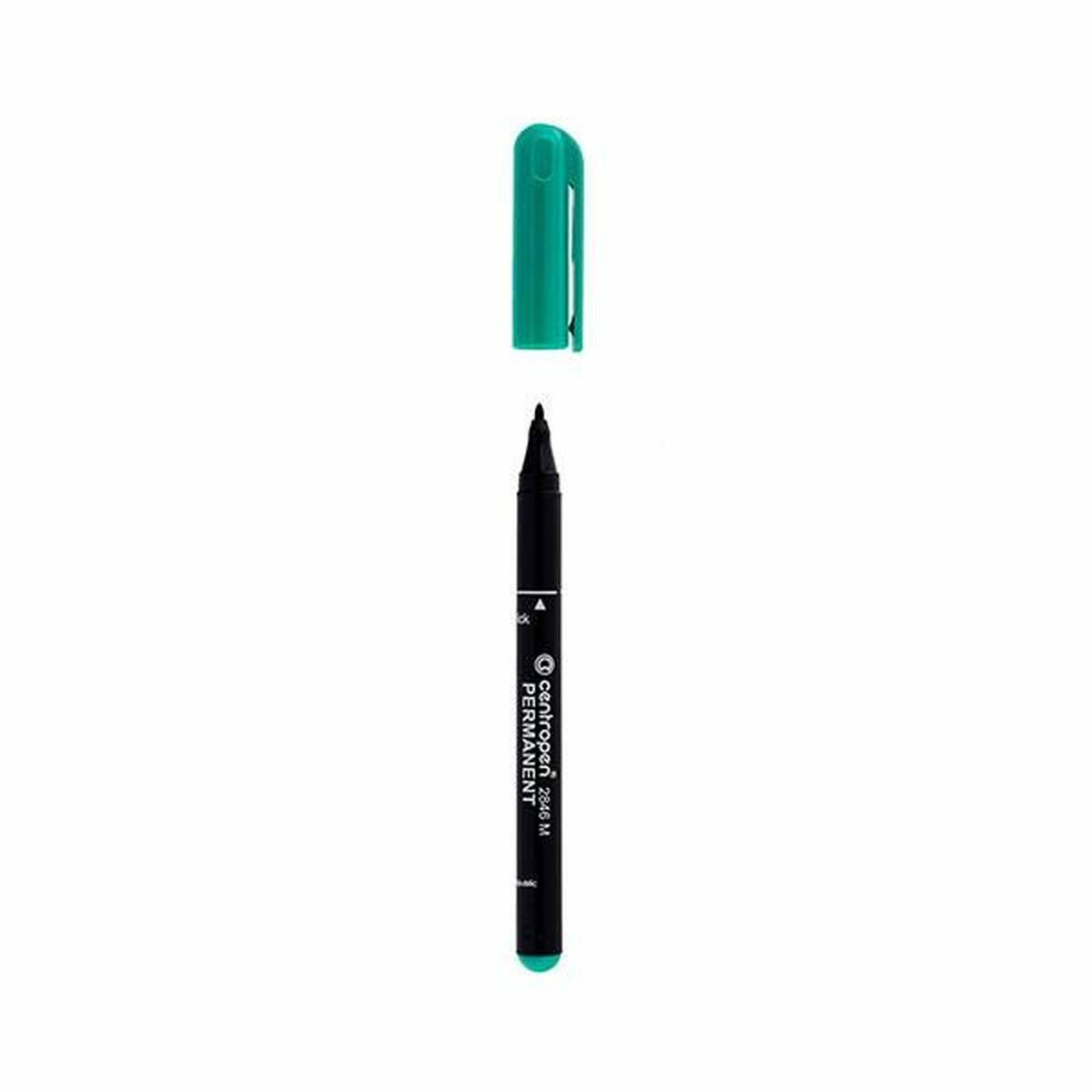Маркер перманентный Centropen 2846 (1мм, игольчатый наконечник, зеленый) (2846/10), 10шт.