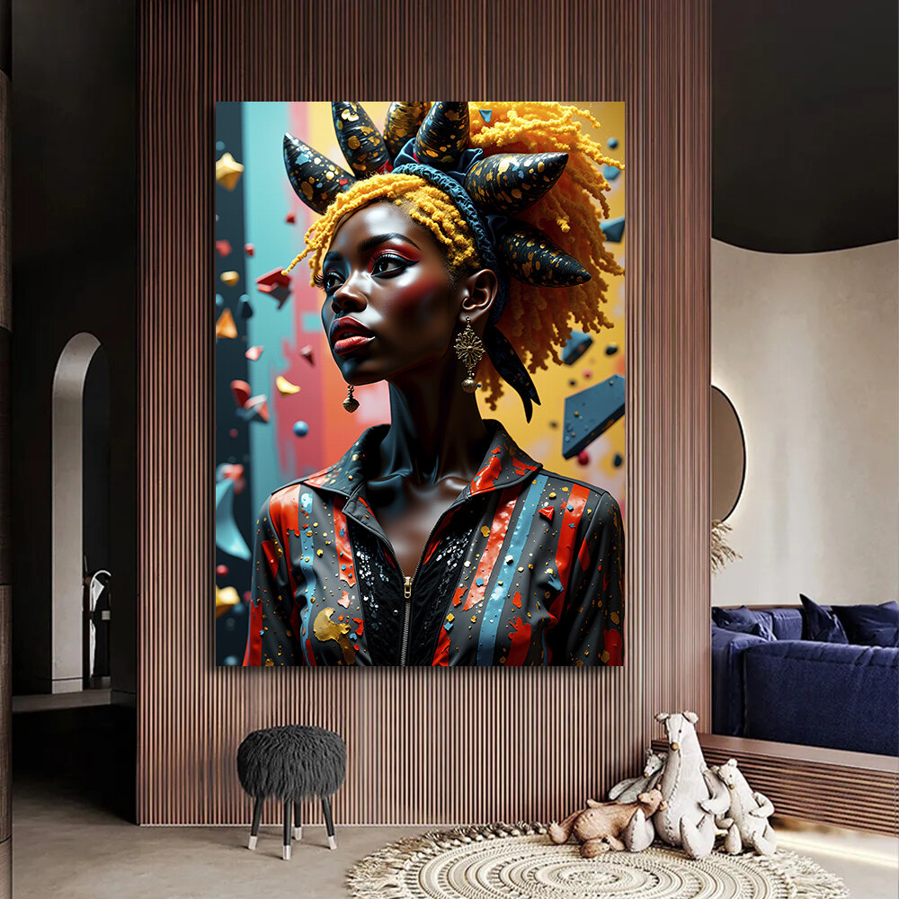 Негритянка / Абстракция, картина вертикальная / на стену, яркий ПОП АРТ, 20х30 см.