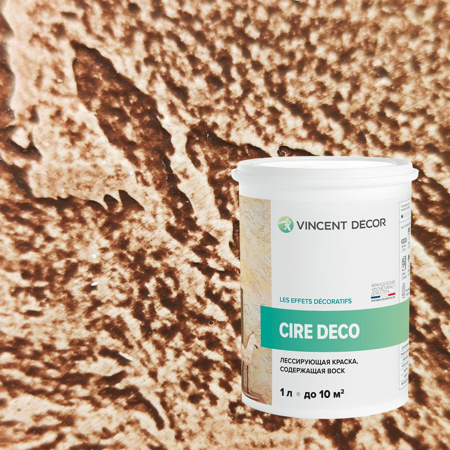 Краска декоративная лессирующая с воском Vincent Decor Cire Deco (1л) 51206