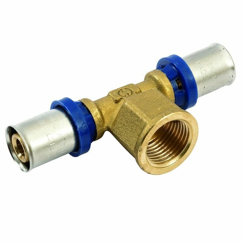 Тройник 20-1/2"-20, General Fittings 5T00 12, пресс-резьба, вн, латунь