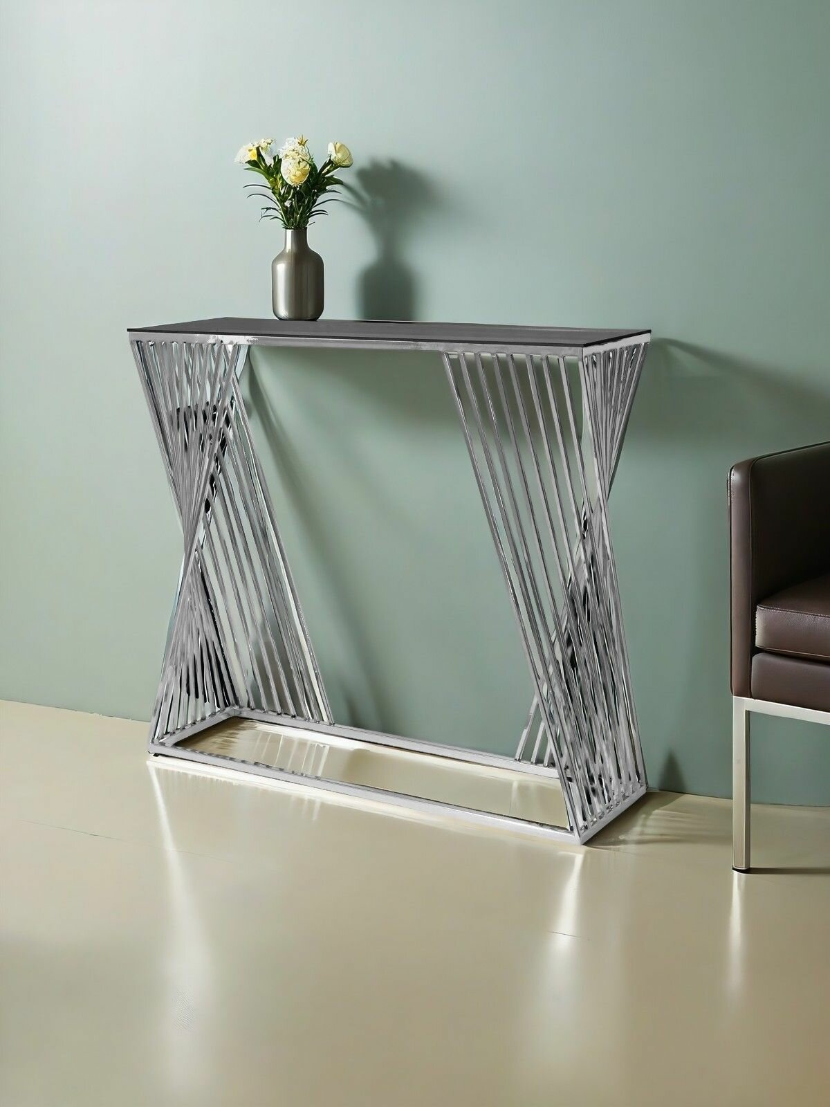 Консольный столик ROME, туалетный столик 990х875х280мм (хром/стекло серое графит)