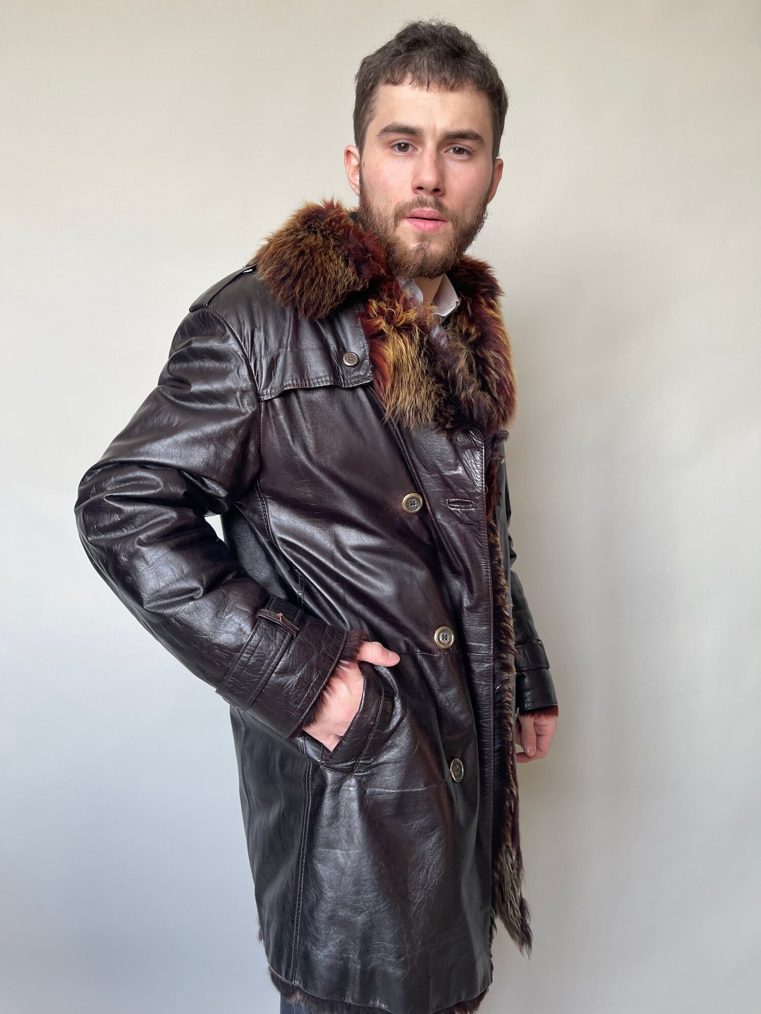 Дубленка мужская тм DAMLA натуральные кожа и мех дл.90 см р.48-50 /12250/