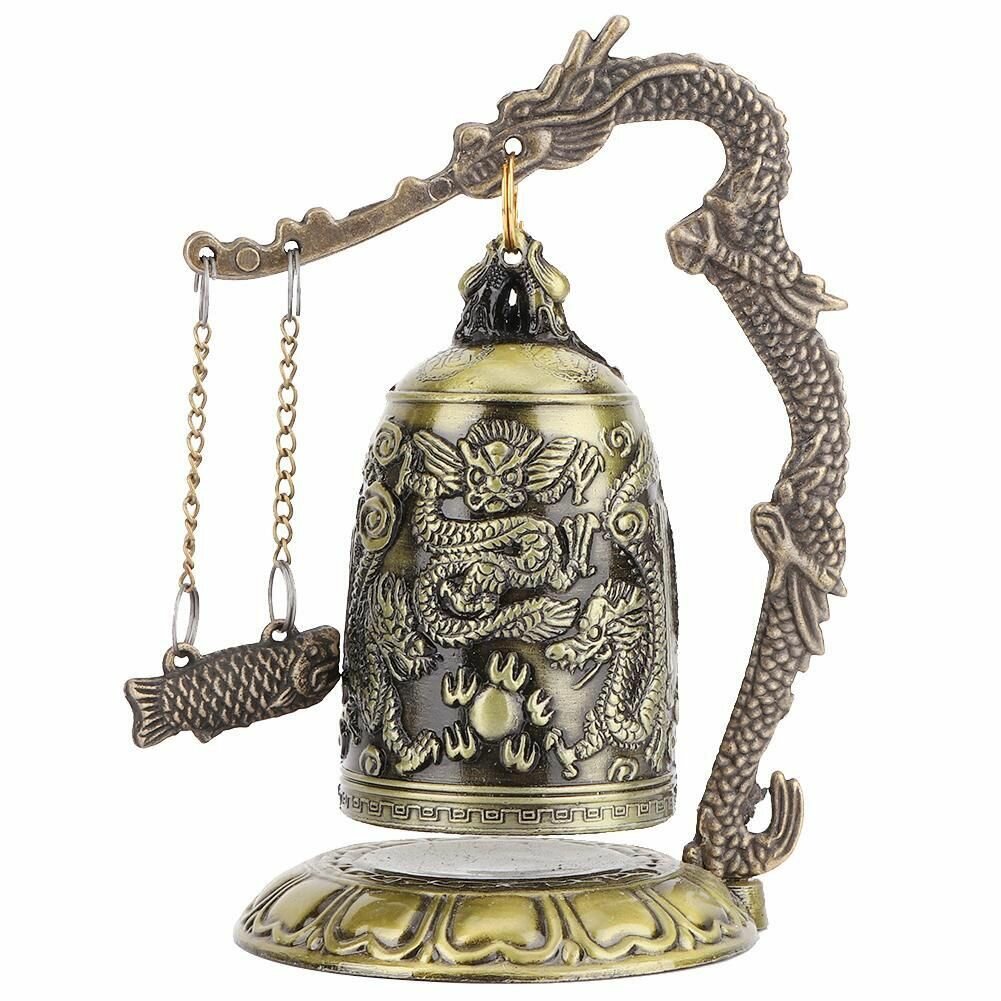 Бронзовый замок с резным драконом, Тибетский Буддийский колокольчик для украшения алтаря для медитации на удачу