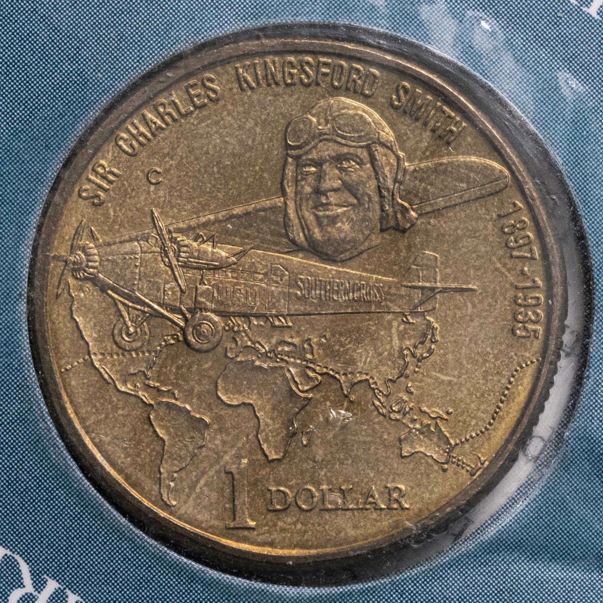 Австралия 1 доллар 1997 "100 лет со дня рождения Чарльза Кингсфорда Смита" в буклете, Бронза, в сохранности UNC
