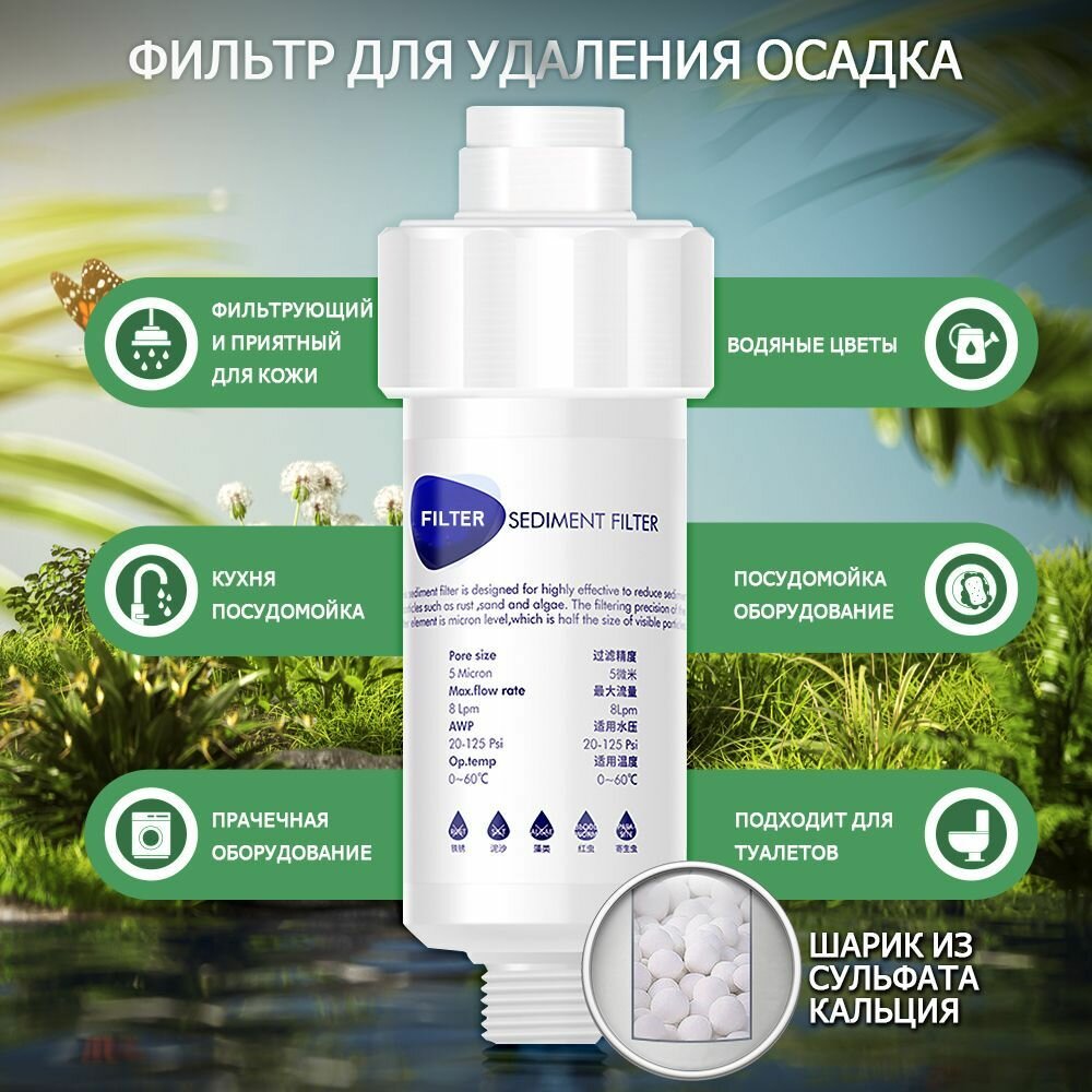 Фильтр для душа от ржавчины, хлора и жесткости многоразовый (на лейку)