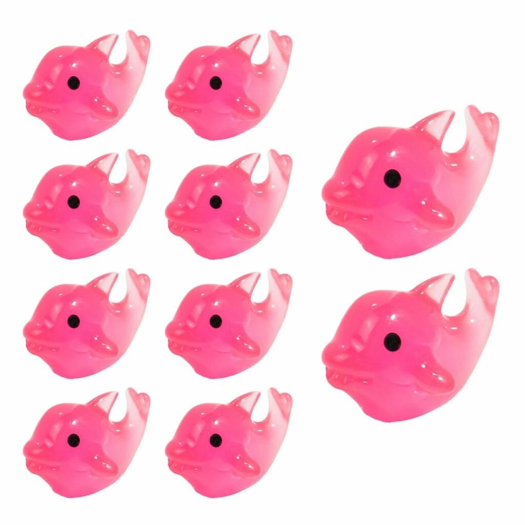 Аквариумные декорации,1 упаковка из 10 аквариумных рыбок, светящиеся разноцветные дельфины-розово-красные