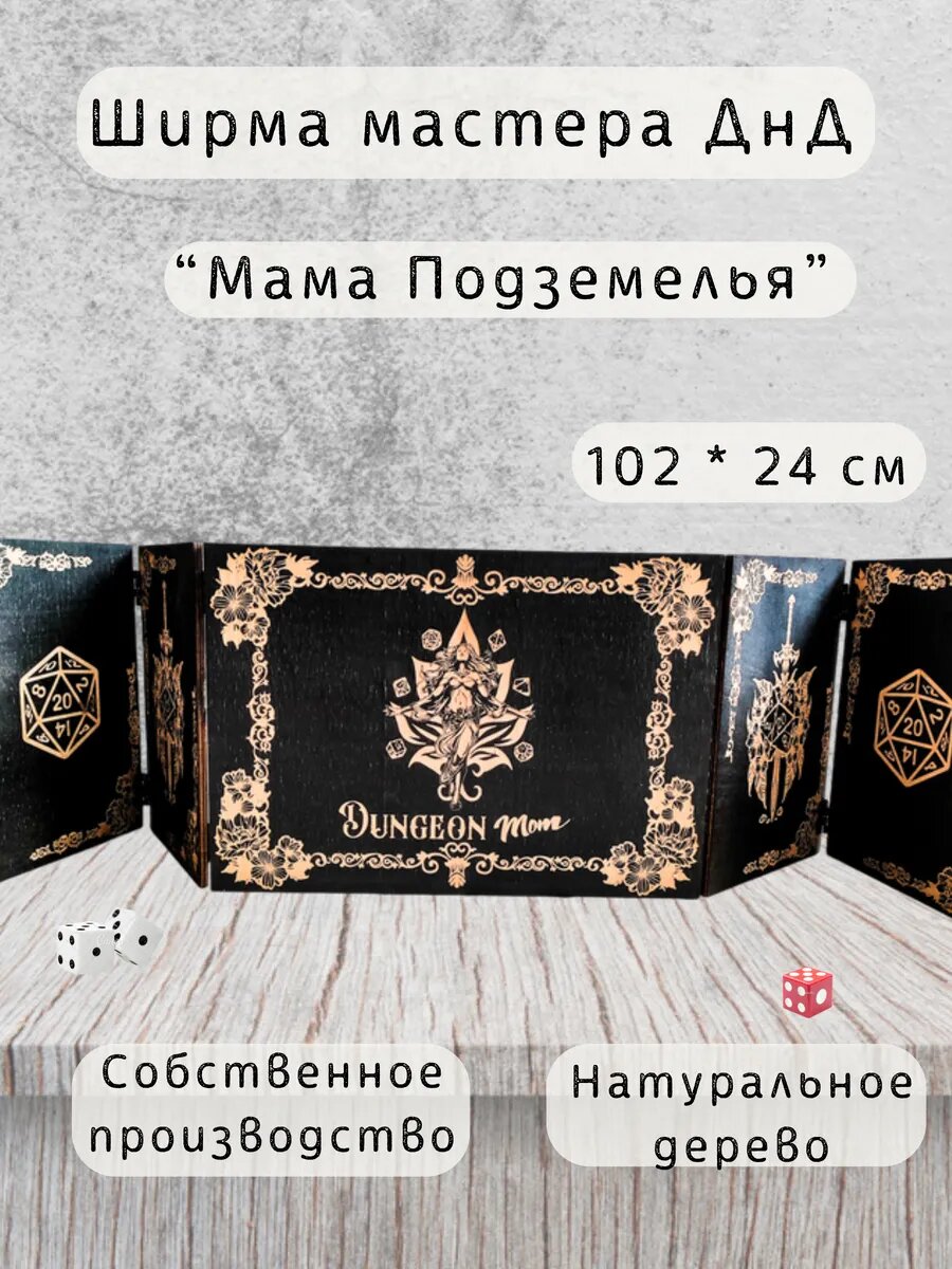 Ширма мастера ДнД 5 секций "Мама подземелья", подарок для гм