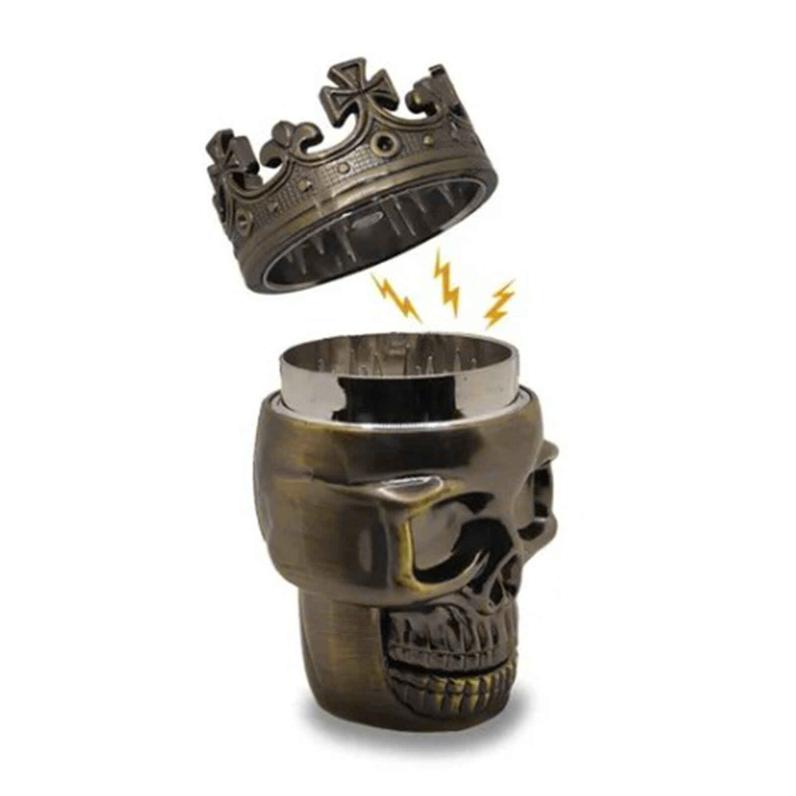 Мельница для специй, 3 слоя, дробилка для трав, шлифовальная машина для табака, голова черепа с короной для приготовления пищи своими руками, бронза