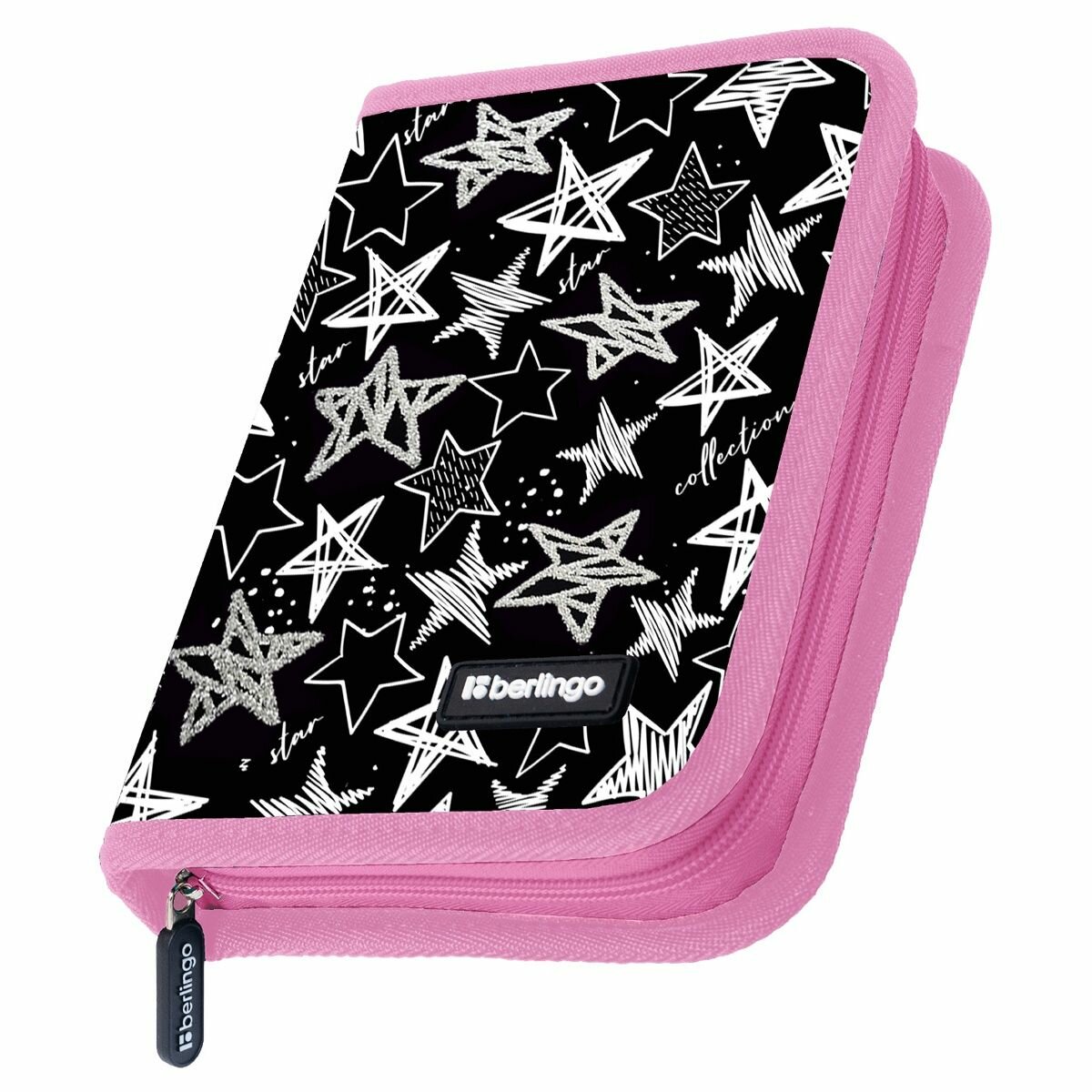 Пенал Berlingo "Glossy Stars", 1 отделение, 200х140х40 мм, дополнительная откидная секция, полиэстер (PK-EX-1002)
