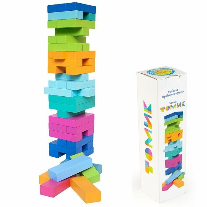 Настольная игра Томик Дженга "Башня" 54 цветных детали (1-95)