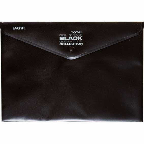Папка-конверт deVENTE на кнопке А4, "Total black" непрозрачная, черная с рисунком, 180 мкм (3071330)
