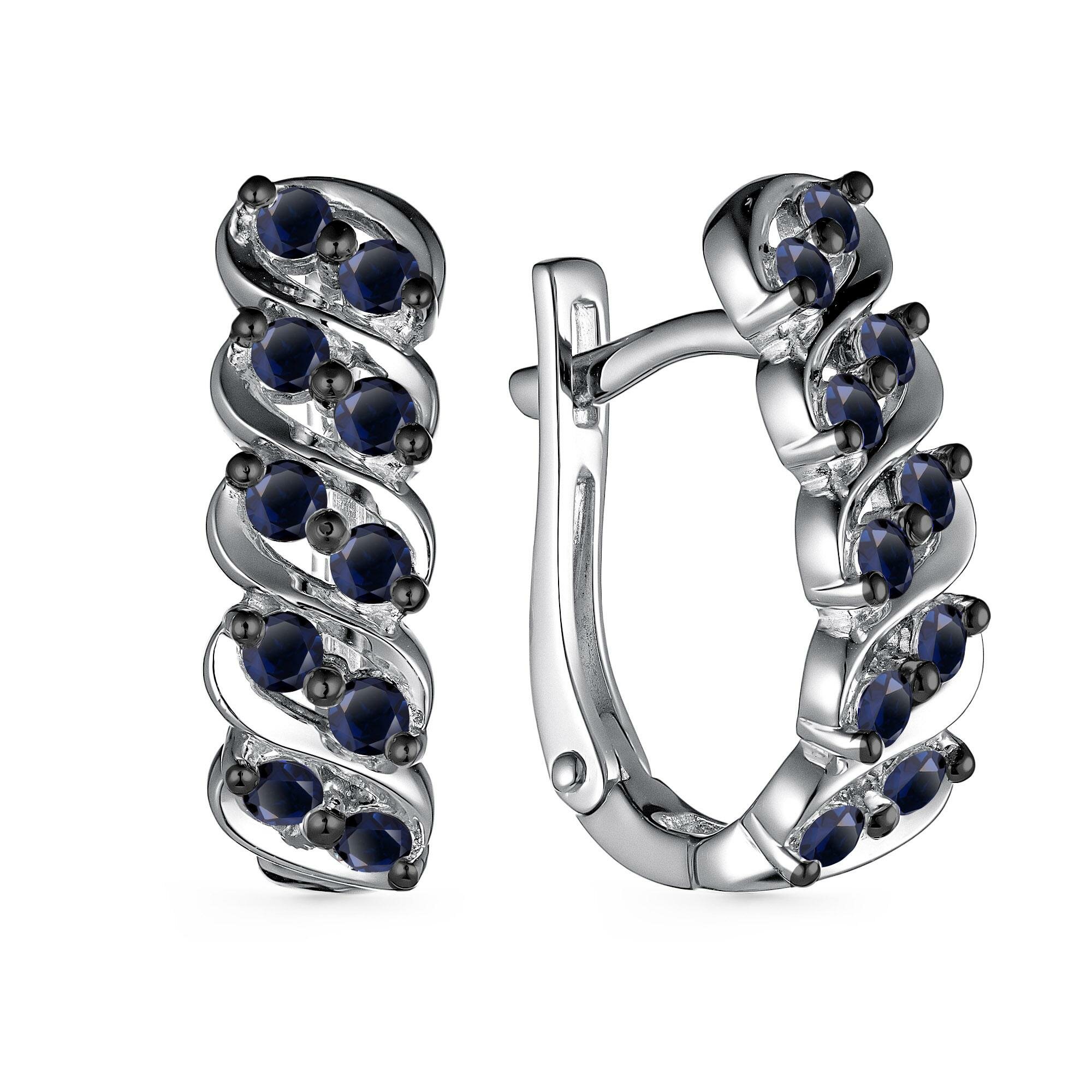 Серьги, белое золото, 585 проба, сапфир