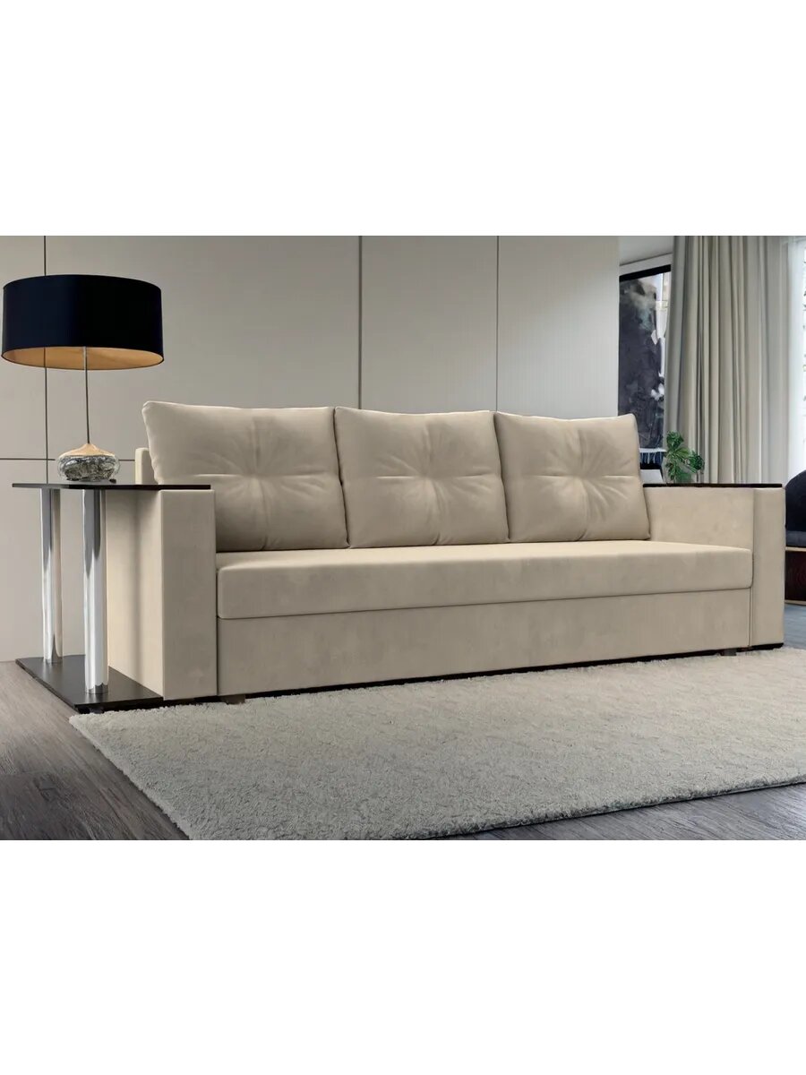 Раскладной прямой диван Атланта Лайт со столом слева