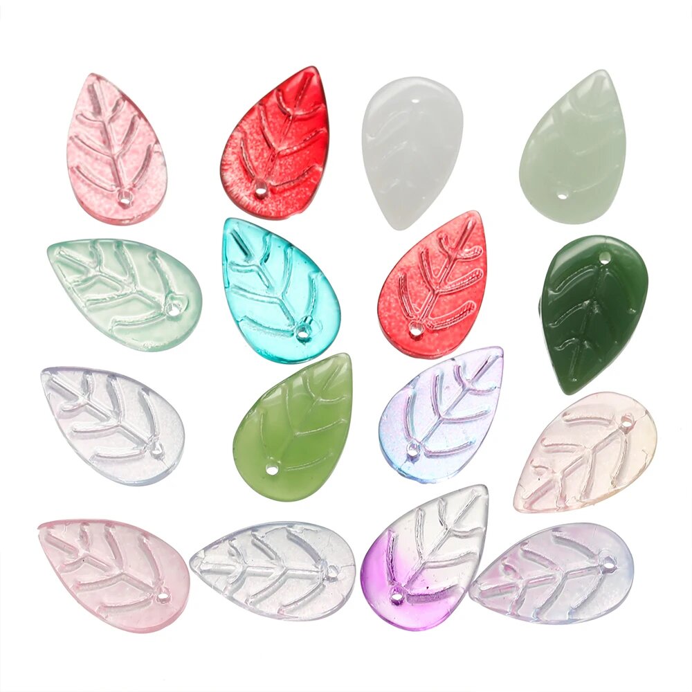 Цветные стеклянные бусины в форме листьев YouYoungDifferent 30pcs, Style 02