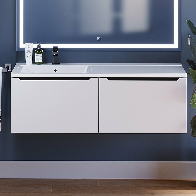 Тумба с раковиной Uperwood Tanos 120 L подвесная, белая, графит