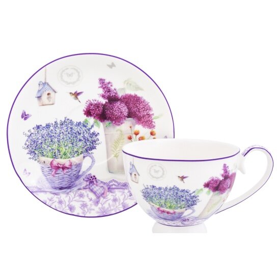 Чайная пара Elan Gallery Еlan Gallery NEW BONE CHINA "Лаванда", 300 мл.