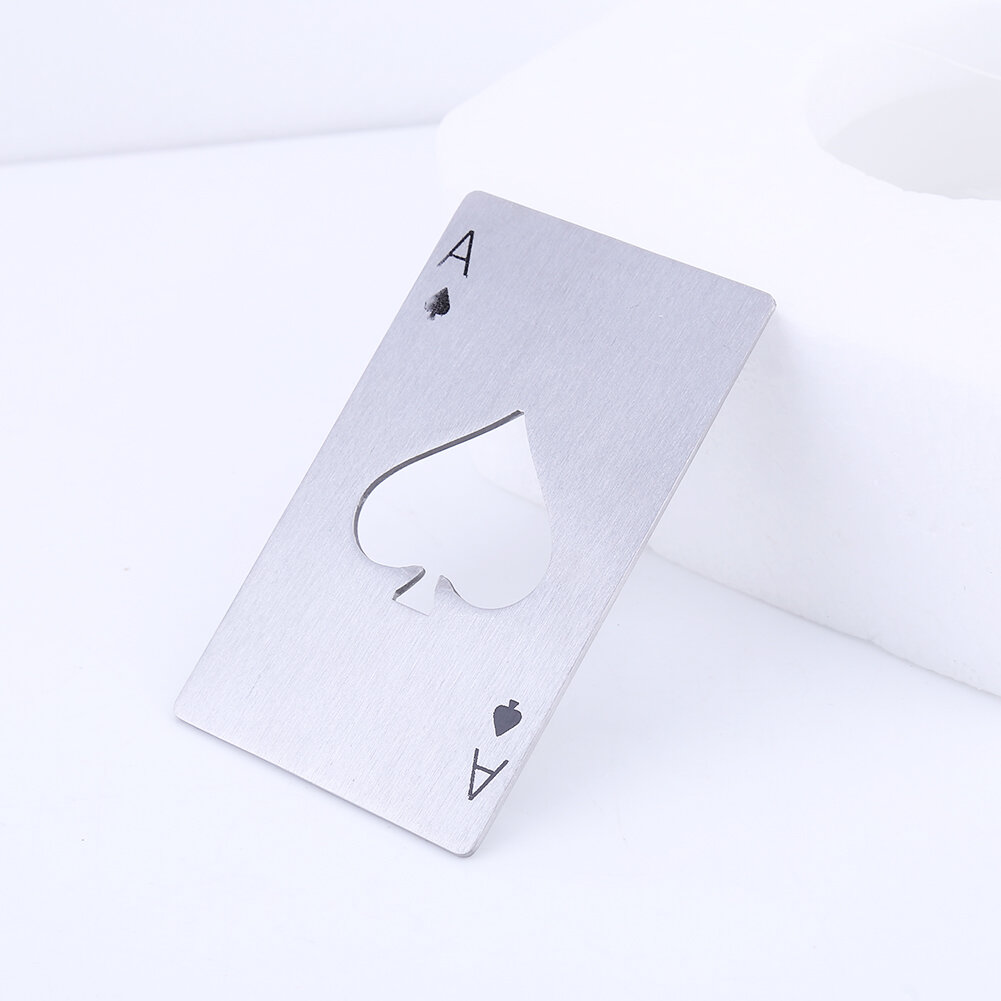 Ключ для открывания бутылок газировки пива и вина, игральная карта Туз Пик Покер AC, материал 420 нержавеющая сталь, цвет как на картинке, размер 8.5см*5.5см, толщина 1.5мм, в комплект входит 1 штука