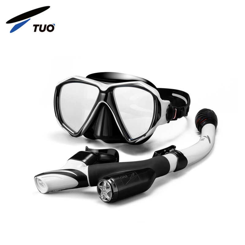 Набор для подводного плавания TUO Dry Snorkel, маска и сухая трубка, черный и белый