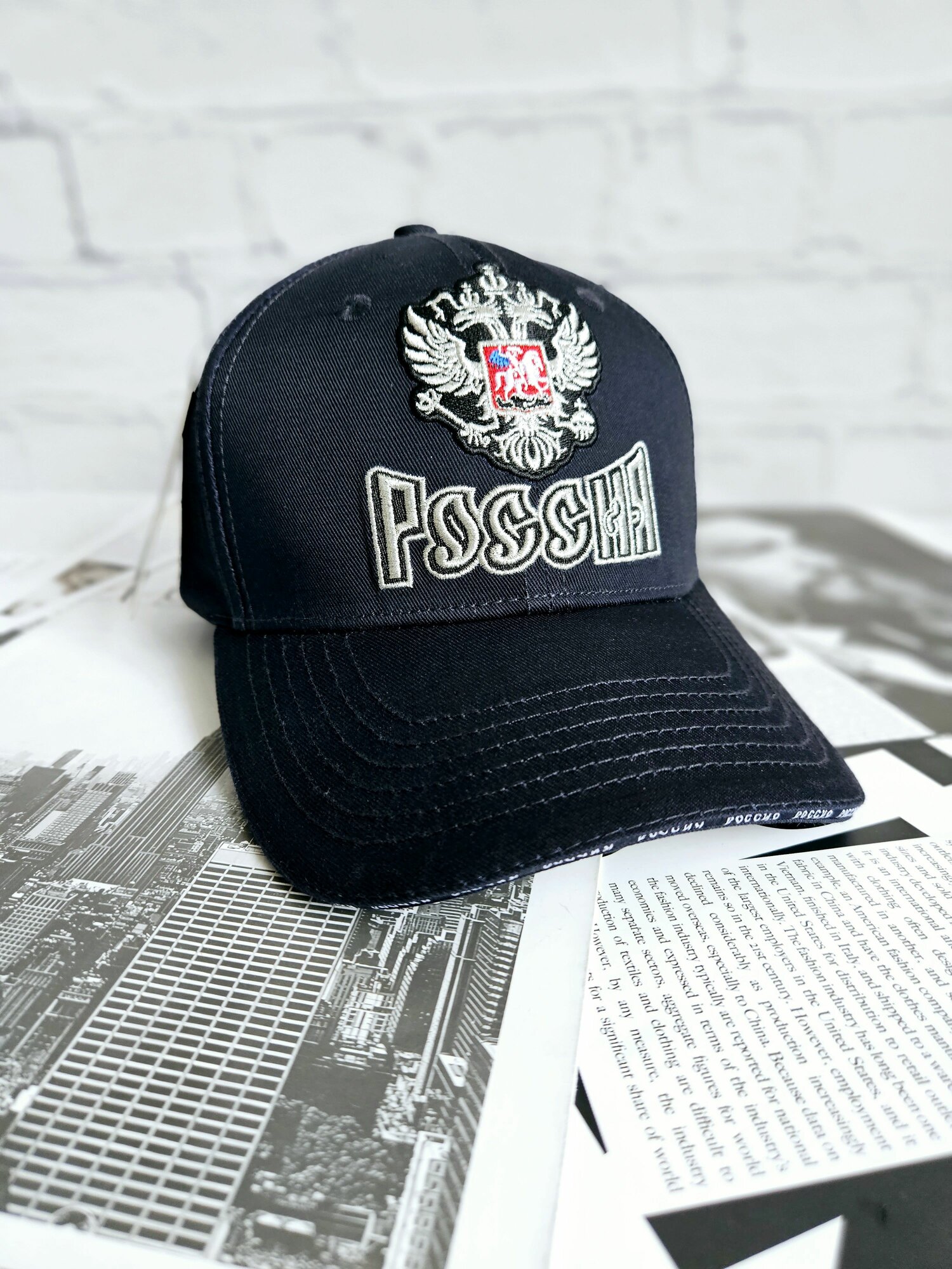 Бейсболка с гербом России и флагом России 100% хлопок, размер 56-60