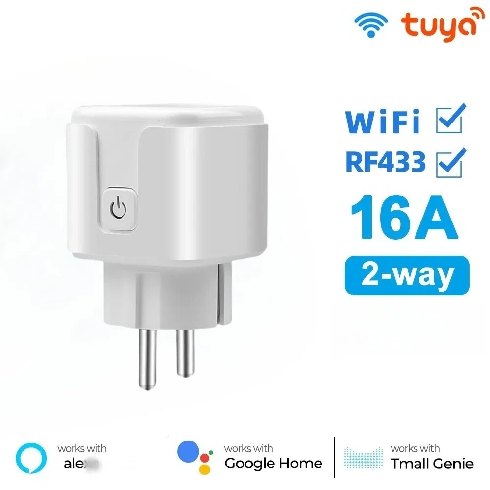 Умная розетка Tuya WiFi RF 16A 2-way