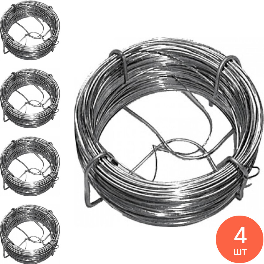 Проволока вязальная USP / УСП из металла, серая, диаметр 0.9мм, длина 25м / строительные материалы (комплект из 4 шт)