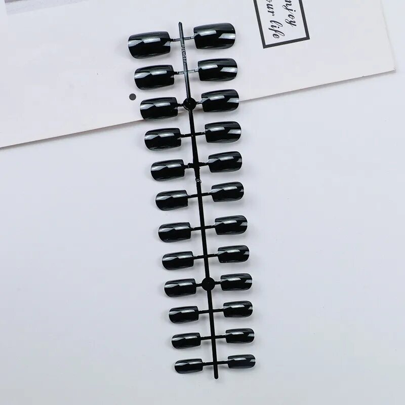 Черные накладные ногти Zhou Nailart, 24 шт, Цвет: 12