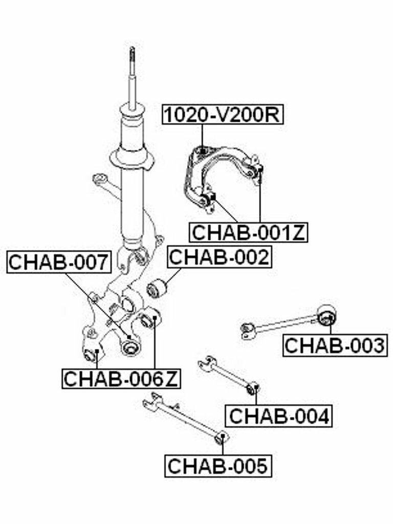 Опора шаровая заднего верхнего рычага для автомобилей CHEVROLET, SUZUKI 1020-V200R FEBEST