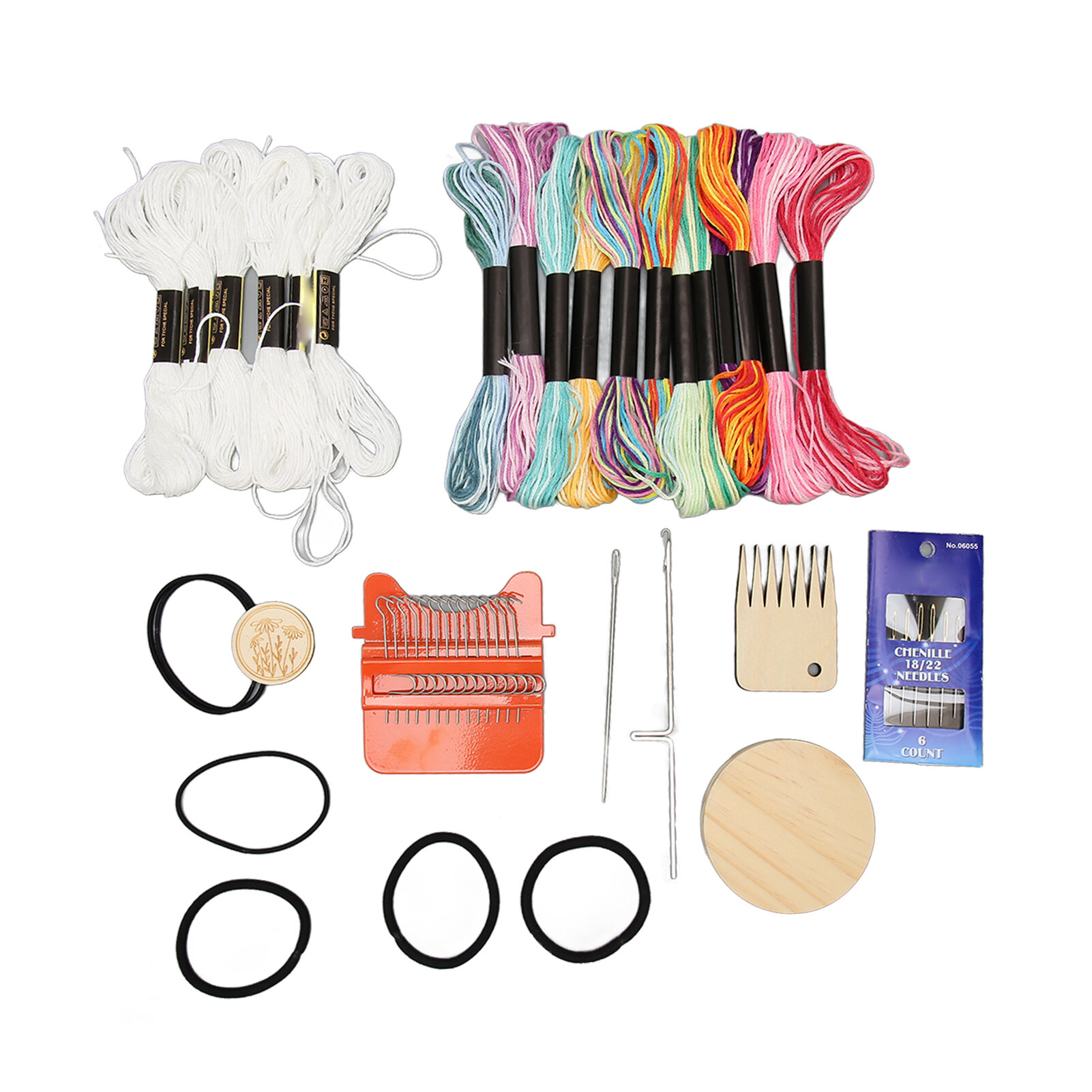 Мини-ткацкий станок с 14 крючками, 18 цветами ниток, простой в эксплуатации портативный мини-станок для штопки, для самостоятельного ремонта