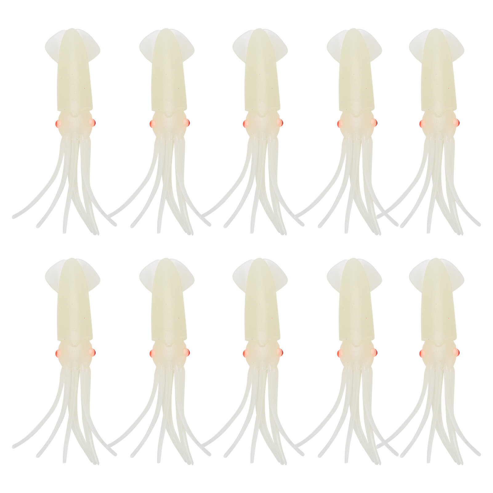 10 шт. прочных, светящихся, реалистичных силиконовых приманок для ловли кальмаров, 7,5 см.